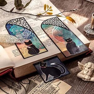 6PCS Cute Black Cat Waterproof Bookmark with Creative Design, The Best Gift for Those who Love to Read