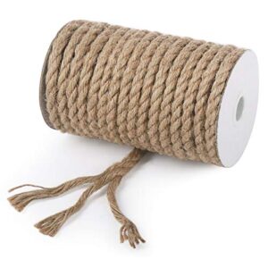 Vivifying Jute Rope, 50 Feet 8mm Natural Heavy Duty Twine for Crafts, Cat Scratch Post, Bundling and Hanging