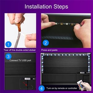 KUTEWEU TV Led Backlight kit with Remote with 16 RGB Colors,4 Modes and 10 Levels of Brightness Adjustment for 24-65 inch TV,Home Movie,Desktop PC Monitor,Home Theater etc, Non-Waterproof (1M/3.3Ft)