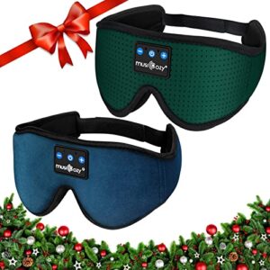 musicozy sleep headphones 3d bluetooth sleep mask, wireless sleeping headphones music earbuds eye mask for side sleepers men women ultra thin speakers cool gadgets birthday holiday gifts, pack of 2