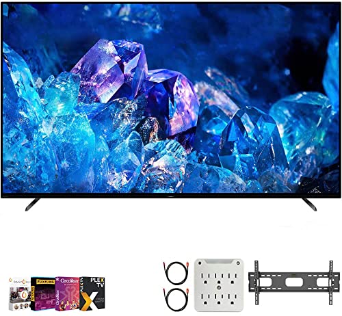 Sony XR77A80K Bravia XR A80K 77" 4K HDR OLED Smart TV (2022 Model) Bundle with Premiere Movies Streaming + 37-100 Inch TV Wall Mount + 6-Outlet Surge Adapter + 2X 6FT 4K HDMI 2.0 Cable