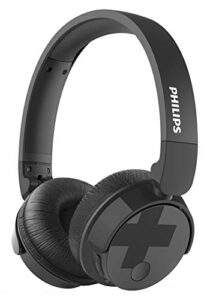 philips bass+ bh305 wireless bluetooth active noise cancelling lightweight stereo headphones with up to 18 hours of playtime – black (taph305bk)