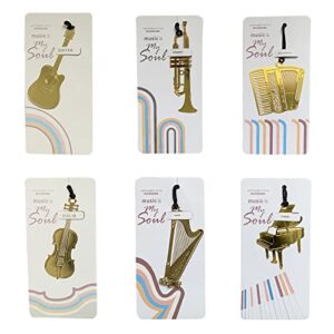 phineon 6pcs metal bookmark piano harp accordion violin trumpet guitar book marks with braided tassel pendant for for kids students children boys girls