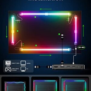 Aubess HDMI 2.0 Sync Box & TV Neon Rope Backlight Kit, WiFi Immersion TV LED Backlights That Compatible with Alexa & Google Assistant for 65" TVs. Fancy Sync Box LED Lights That Sync with TV Picture