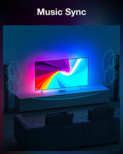 Aubess HDMI 2.0 Sync Box & TV Neon Rope Backlight Kit, WiFi Immersion TV LED Backlights That Compatible with Alexa & Google Assistant for 65" TVs. Fancy Sync Box LED Lights That Sync with TV Picture