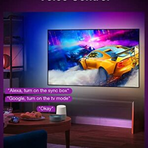 Aubess HDMI 2.0 Sync Box & TV Neon Rope Backlight Kit, WiFi Immersion TV LED Backlights That Compatible with Alexa & Google Assistant for 65" TVs. Fancy Sync Box LED Lights That Sync with TV Picture