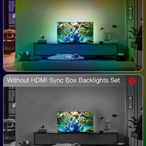 Aubess HDMI 2.0 Sync Box & TV Neon Rope Backlight Kit, WiFi Immersion TV LED Backlights That Compatible with Alexa & Google Assistant for 65" TVs. Fancy Sync Box LED Lights That Sync with TV Picture