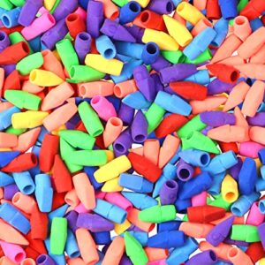 pralb 400pcs chisel shape pencil eraser caps pencil erasers assorted colors for party favors games prizes pencil top erasers home school office