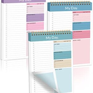 SUNEE To Do List Notepad - 3 Pack Daily Task Planner Pad, Last For 312 Days, 6.5" x 9.8" Double-sided Spiral Checklist Notebook Organizer for Adults and Kids, School, Home & Office(Teal, Blue, Purple)