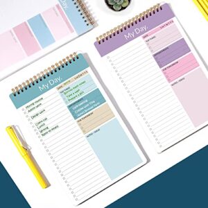 SUNEE To Do List Notepad - 3 Pack Daily Task Planner Pad, Last For 312 Days, 6.5" x 9.8" Double-sided Spiral Checklist Notebook Organizer for Adults and Kids, School, Home & Office(Teal, Blue, Purple)