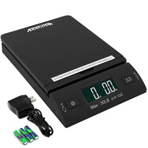 accuteck 50 lb all-in-one black digital shipping postal scale with adapter (w-8250-50b)