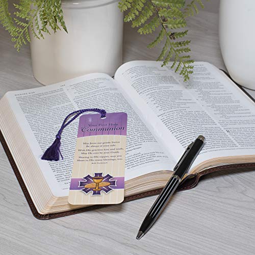 Your First Holy Communion Purple 6 x 2 Cardstock Tassel Bookmarks Pack of 12