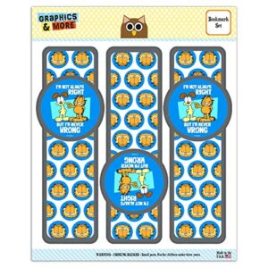 garfield and odie i’m never wrong set of 3 glossy laminated bookmarks