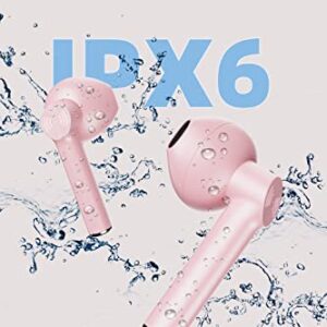 Wireless Earbuds,ENC Noise Cancelling Deep Bass in-Ear Stereo Ear Buds,IPX6 Waterproof Bluetooth 5.1 Headphones with Mic, USB-C Charging Case, Touch Control Earphones for iPhone & Android Pink