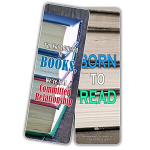 Creanoso Bookish Inspirational Fun Reading Bookmarks (12-Pack) – Inspiring Bookmarker Card Set – Book Reading Sayings for Men, Women, Adults, Bibliophiles, Bookworms, Book Lovers – Wall Decal Art