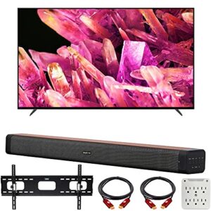 sony xr75x90k bravia xr 75″ x90k 4k hdr full array led smart tv (2022 model) bundle with deco home 60w 2.0 channel soundbar, 37″-100″ tv wall mount bracket bundle and 6-outlet surge adapter