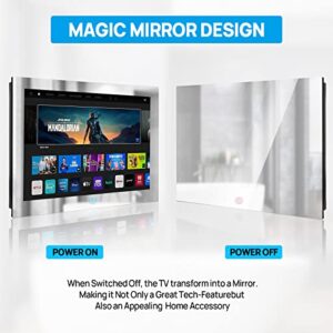 Haocrown 27 Inch Touchscreen Bathroom Mirror TV IP66 Waterproof Smart Television High Brightness 500 & H2 Chip Android 11.0 System 2023 Model Full HD 1080P Built-in 2.4G/5G Wi-Fi Bluetooth ATSC Tuner