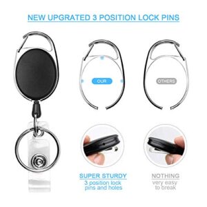 Teskyer 5 Pack Badge Holders, Retractable Badge Reel with Carabiner Belt Clip and Key Ring for ID Card Name Holder and Keychain