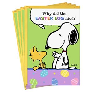 hallmark peanuts pack of easter cards, snoopy easter egg joke (4 cards with envelopes)