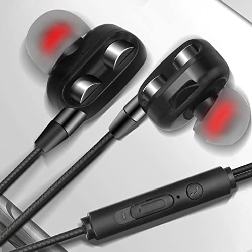 LEAQU Earbuds Wired Dual Moving Coil in-Ear Wired Sport Earphones Steady Firm Black