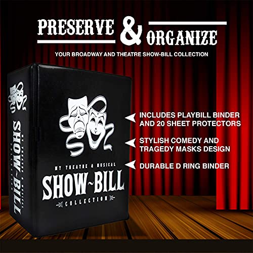 Show-Bill/Playbill Binder for Broadway and Theatre Show-Bills, Comes with 20 Sheet Protectors to Hold and Organize All Your Playbills, D-Ring, Black, by Ring Binder Depot