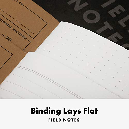 Field Notes 3-Pack Pitch Black Memo Books (3.5" X 5.5"), Dot-Graph, 48 Pages | Thin Pocket Sized EDC Notebook With 90 GSM Paper & Paperback Cover | Work Notebooks For Note Taking | Made in the USA