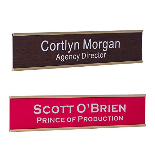 Personalized Office Engraved Name Plate with Wall or Desk Holder 2"x10"