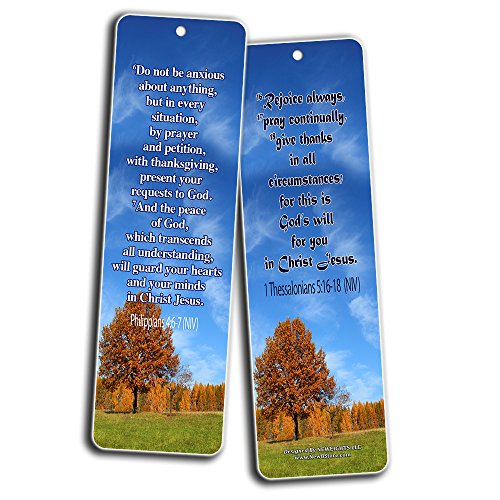 Thanksgiving Bible Verses Bookmarks (60-Pack) - Perfect Gift Away for Sunday Schools - Church Ministry Supplies Classroom Teacher Incentive Gifts Giveaways - Stocking Stuffers Devotional Bible Study