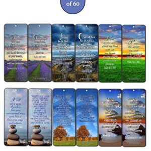 Thanksgiving Bible Verses Bookmarks (60-Pack) - Perfect Gift Away for Sunday Schools - Church Ministry Supplies Classroom Teacher Incentive Gifts Giveaways - Stocking Stuffers Devotional Bible Study