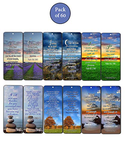 Thanksgiving Bible Verses Bookmarks (60-Pack) - Perfect Gift Away for Sunday Schools - Church Ministry Supplies Classroom Teacher Incentive Gifts Giveaways - Stocking Stuffers Devotional Bible Study