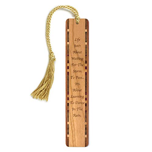 Learn to Dance in The Rain - Motivational Quote Engraved Wood Bookmark - Also Available with Personalization - Made in USA