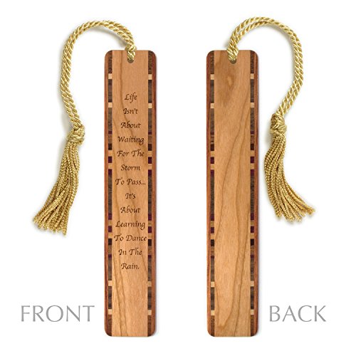 Learn to Dance in The Rain - Motivational Quote Engraved Wood Bookmark - Also Available with Personalization - Made in USA