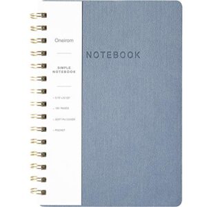 oneirom spiral notebook-6.10″ x 8.19″ college ruled journal with inner pockets and 160 pages,pu leather cover business journal, twin-wire binding notebook perfect for office & home school supplies