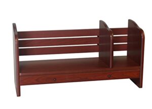 proman products renaissance desktop red wood book rack adjustable with drawer, 24″ w x 8″ d x 12″ h, reddish walnut