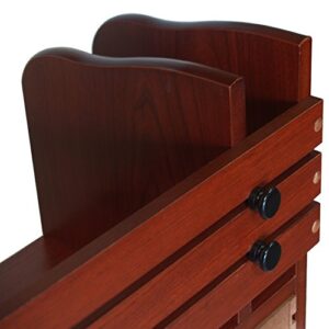 Proman Products Renaissance Desktop Red Wood Book Rack Adjustable with Drawer, 24" W x 8" D x 12" H, Reddish Walnut