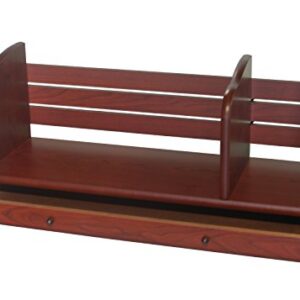 Proman Products Renaissance Desktop Red Wood Book Rack Adjustable with Drawer, 24" W x 8" D x 12" H, Reddish Walnut