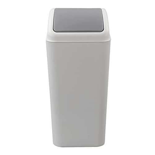 Kekow 4.5 Gallon Small Plastic Trash Can, Swing Lid Waste Can, Gray