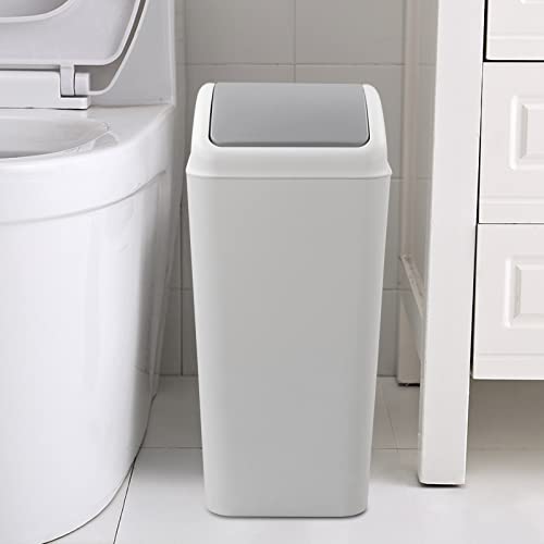 Kekow 4.5 Gallon Small Plastic Trash Can, Swing Lid Waste Can, Gray