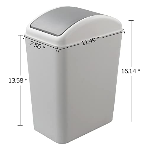 Kekow 4.5 Gallon Small Plastic Trash Can, Swing Lid Waste Can, Gray