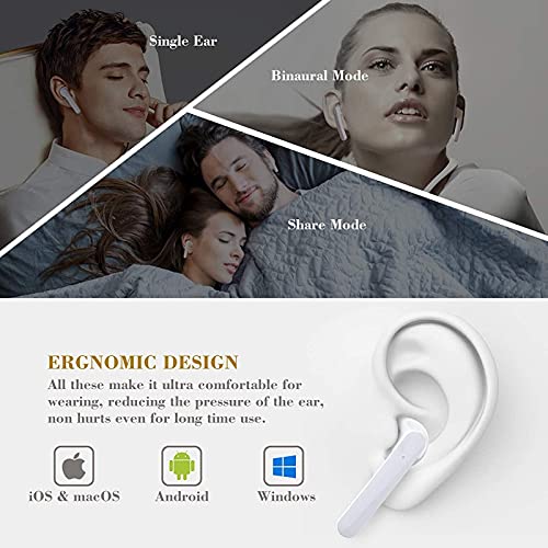 Wireless Earbud Bluetooth 5.0 Headphones with Charging Case, IPX8 Waterproof, 3D Stereo Air Buds in-Ear Ear Buds Built-in Mic, Open Lid Auto Pairing for Android/Samsung/Apple iPhone - White