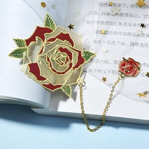 Bookmark 1PC Vintage Metal Bookmark Creative Lotus Flower Rose Leaf Vein Hollow Pendant Apricot Leaf Bookmark School Office Supplies(Lotus Leaf)