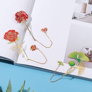 Bookmark 1PC Vintage Metal Bookmark Creative Lotus Flower Rose Leaf Vein Hollow Pendant Apricot Leaf Bookmark School Office Supplies(Lotus Leaf)