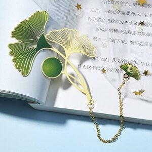 Bookmark 1PC Vintage Metal Bookmark Creative Lotus Flower Rose Leaf Vein Hollow Pendant Apricot Leaf Bookmark School Office Supplies(Lotus Leaf)