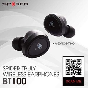 Spider Truly Wireless Bluetooth Earphones BT100, Black, A-EMIC-BT100