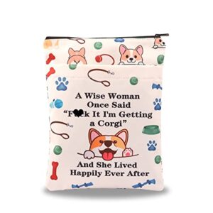 funny corgi book sleeve corgi lovers book cover corgi mom gift retirement book pouch corgi inspiration book sack for women (corgibb)