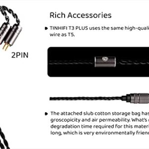 Keephifi Tinhifi T3 Plus Earphone, 10MM LCP Dynamic Driver in Ear Monitor for Clear Sound, with Detachable Cable Headset, HiFi Bass Noise-Isolating Earbud for Music,Game,Sport