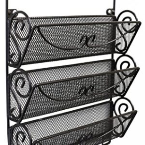 DecoBros Wall Mount 3 Tier Letter Rack Organizer w/ Key Holder, Bronze