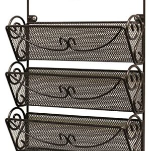 DecoBros Wall Mount 3 Tier Letter Rack Organizer w/ Key Holder, Bronze