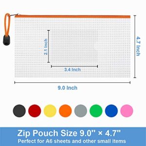 Sooez 24 Pack Mesh Zipper Pouch, Poly Zip Envelope with Label Pocket, Pencil Case Bulk, Pencil Bags Zipper Pencil Pouch, Reusable Envelopes, for Bills, Cash, Cosmetics, 9.1×4.7 Inches