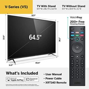 VIZIO 65-Inch V-Series 4K UHD LED HDR Smart TV with Apple AirPlay and Chromecast Built-in, Dolby Vision, HDR10+, HDMI 2.1, Auto Game Mode and Low Latency Gaming (V655-H19) (Renewed)